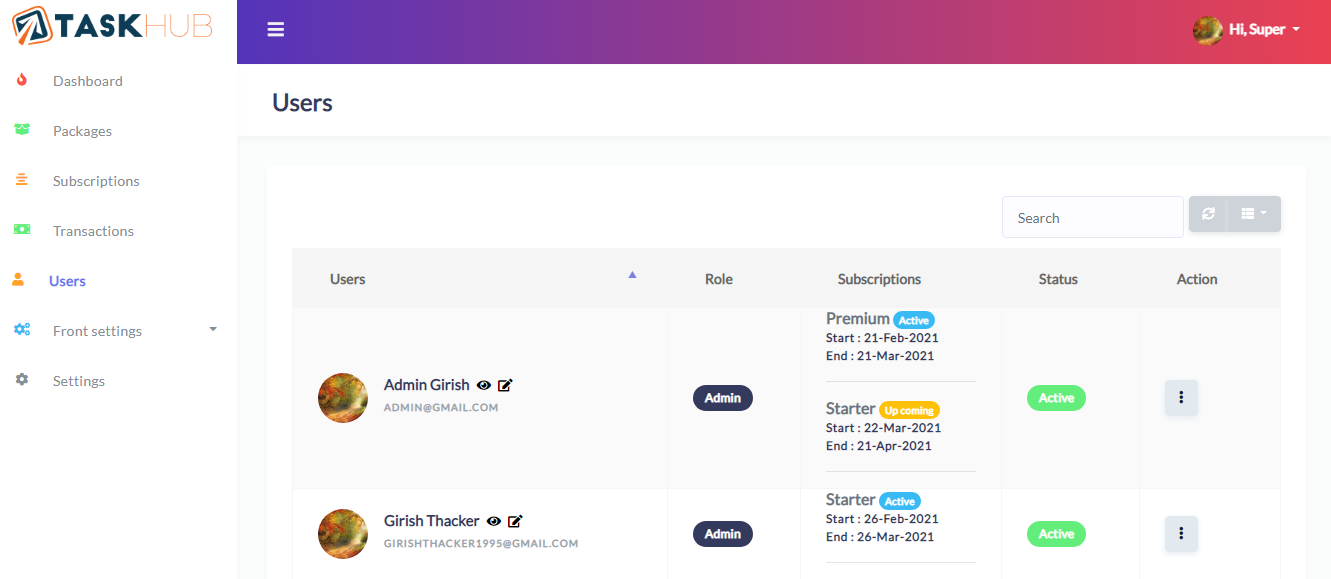 Taskhub SaaS - Project Management Tool, Finance & CRM Tool by infinitietech